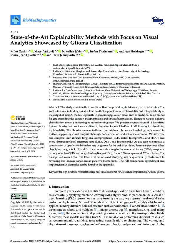 (PDF) State-of-the-Art Explainability Methods with Focus on Visual Analytics Showcased by Glioma ...