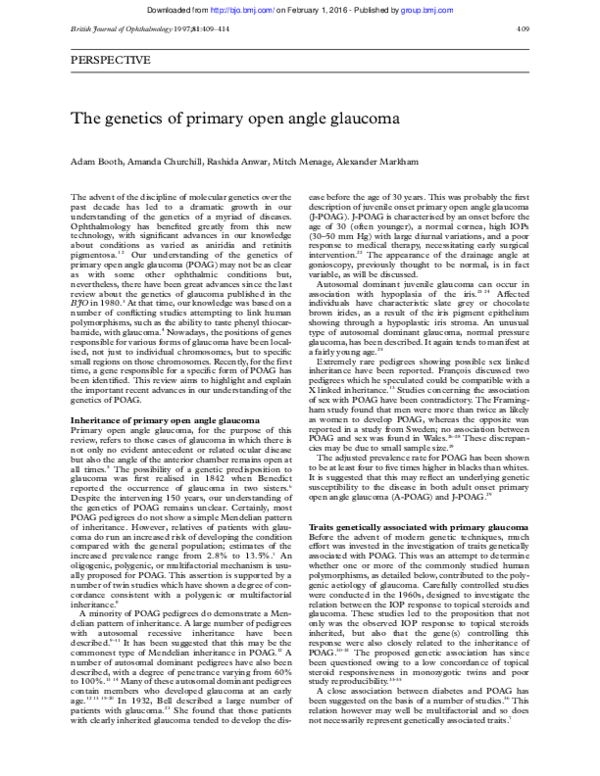 (PDF) PERSPECTIVE The genetics of primary open angle glaucoma