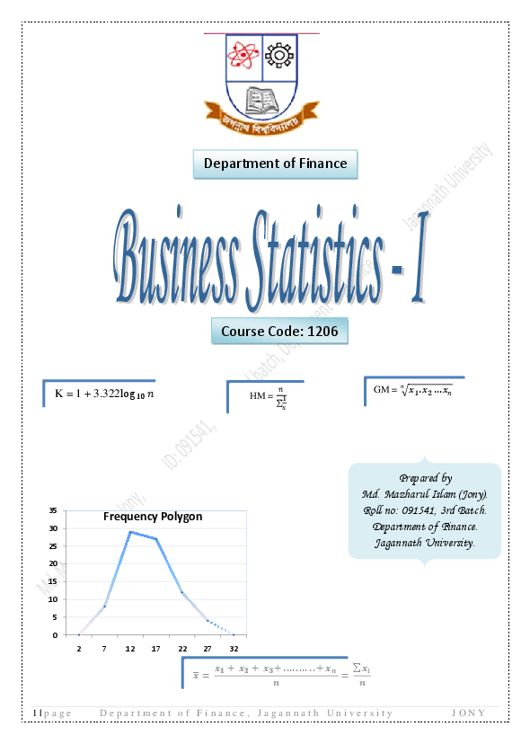 (PDF) Statistics-I (Basic)
