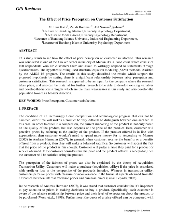(PDF) The Effect of Price Perception on Customer Satisfaction