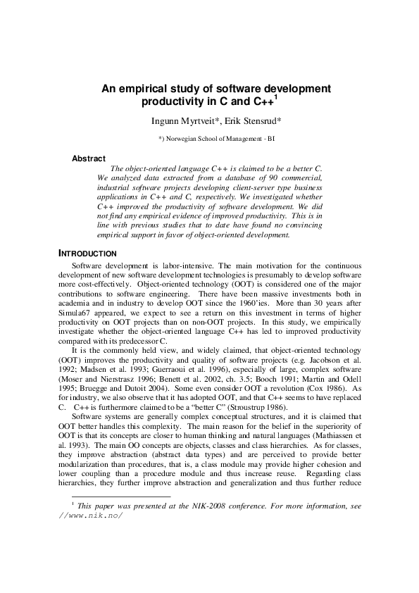 (PDF) An empirical study of software development productivity