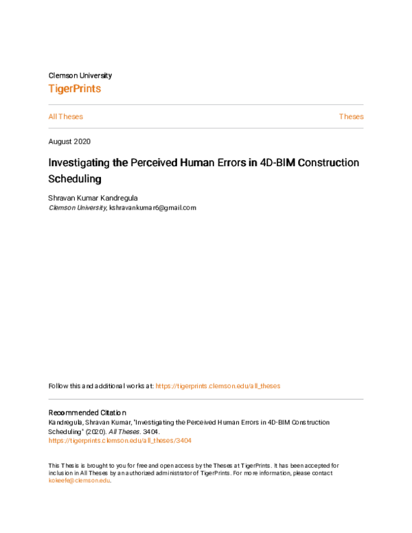 (PDF) Investigating the Perceived Human Errors in 4D-BIM Construction ...