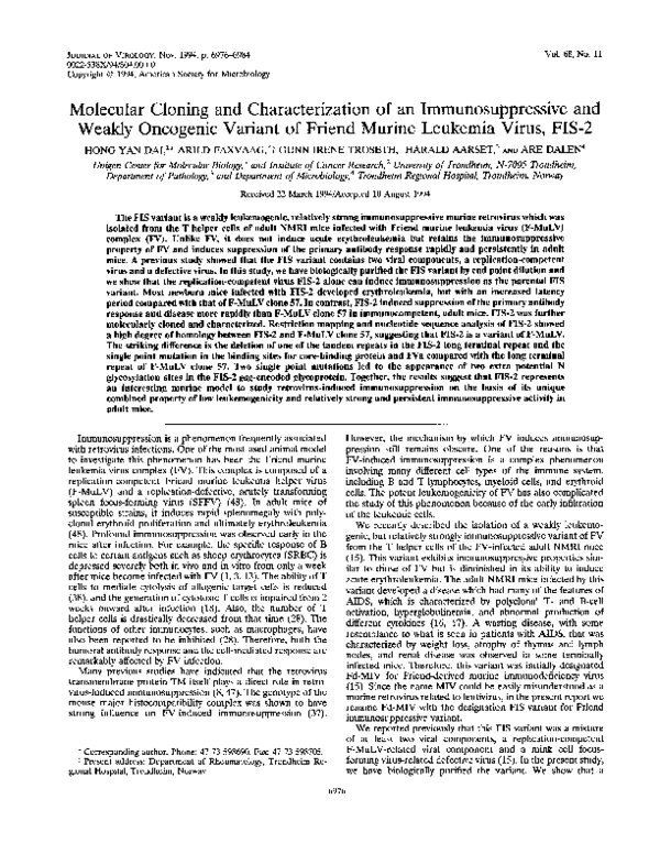(PDF) Molecular cloning and characterization of an immunosuppressive ...