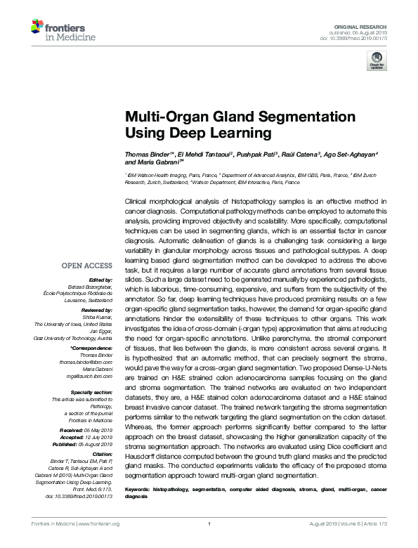 (PDF) Multi-Organ Gland Segmentation Using Deep Learning | Pushpak Pati ...