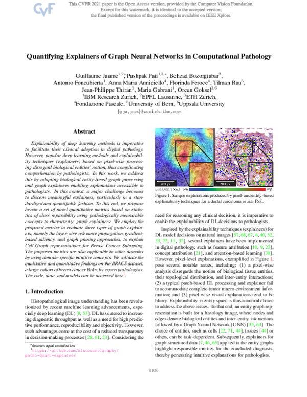 (PDF) Quantifying Explainers of Graph Neural Networks in Computational Pathology
