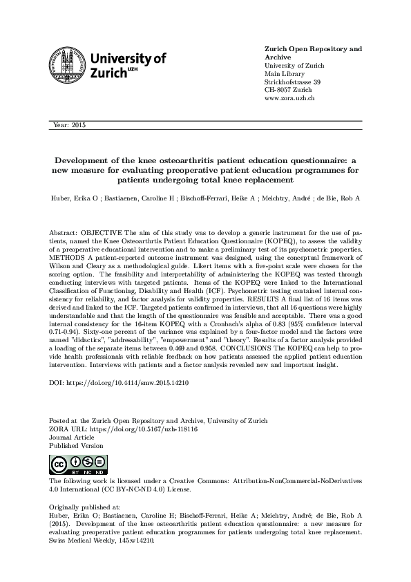 (PDF) Development of the knee osteoarthritis patient education ...