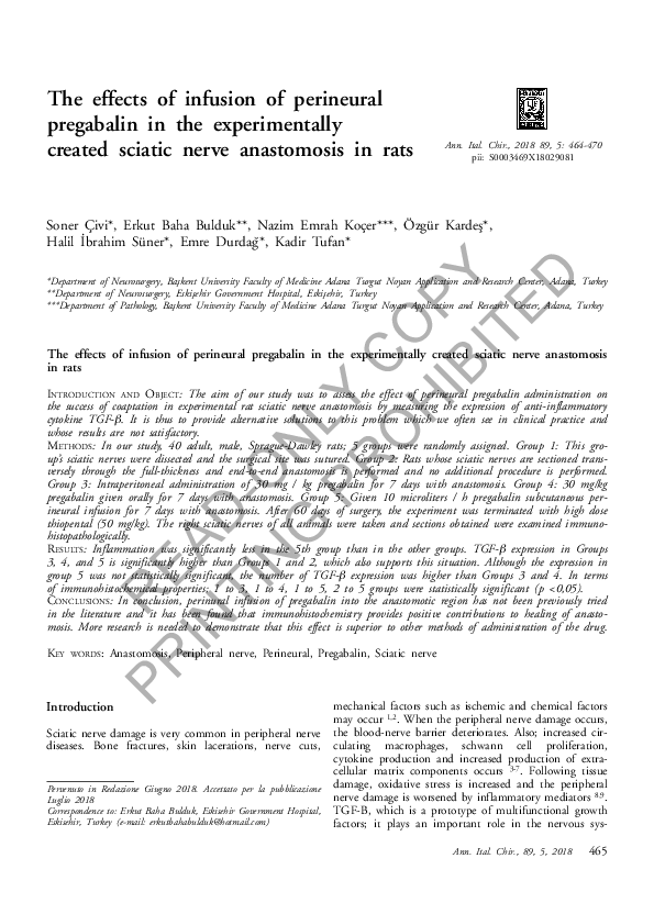 (PDF) The effects of infusion of perineural pregabalin in the ...