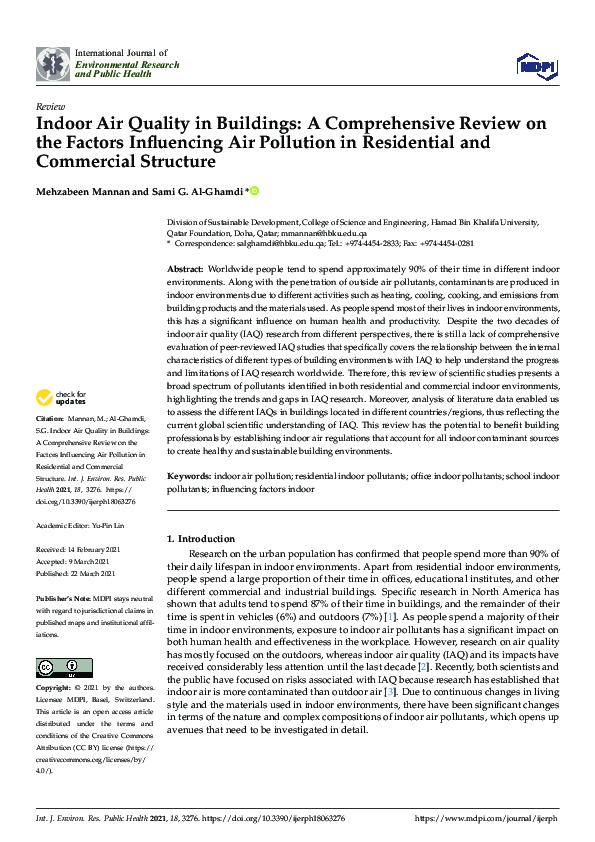 (PDF) Indoor Air Quality in Buildings: A Comprehensive Review on the ...