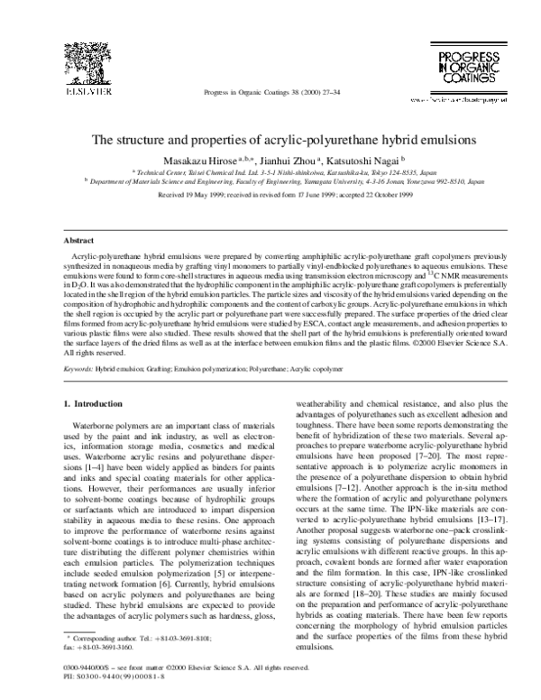 (PDF) The structure and properties of acrylic-polyurethane hybrid emulsions