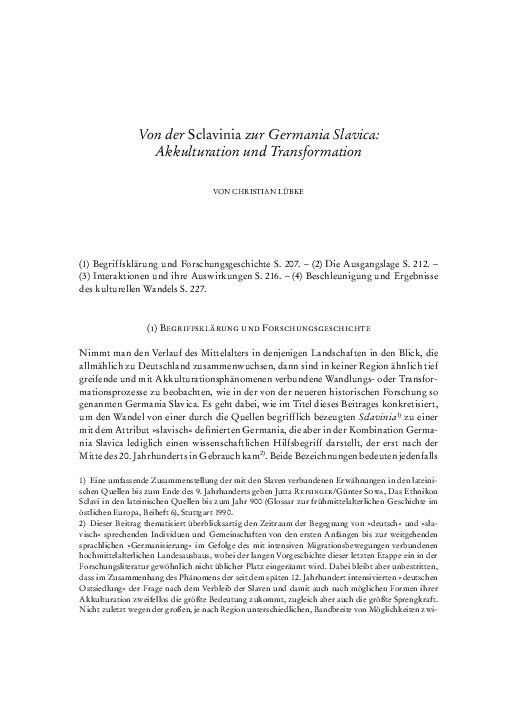 Von der Sclavinia zur Germania Slavica: Akkulturation und Transformation