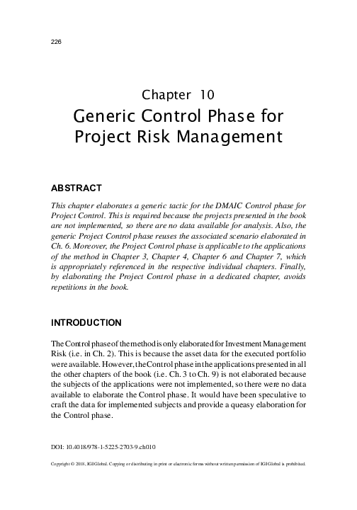 (PDF) Generic Control Phase for Project Risk Management