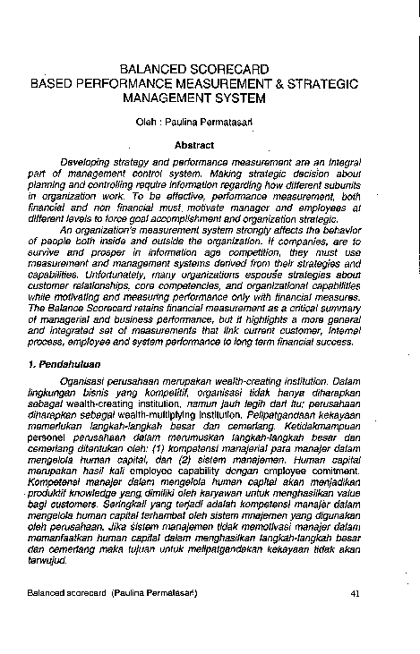 (PDF) Balanced Scorecard Based Performance Measurement & Strategic ...