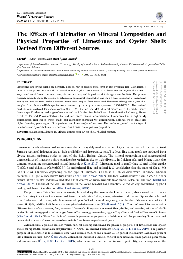 (PDF) The Effects of Calcination on Mineral Composition and Physical ...