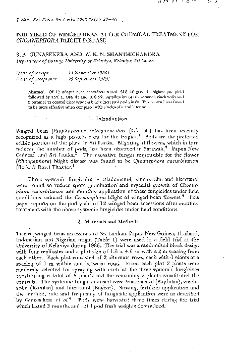 (PDF) Pod yield of winged bean after chemical treatment for Choanephora ...