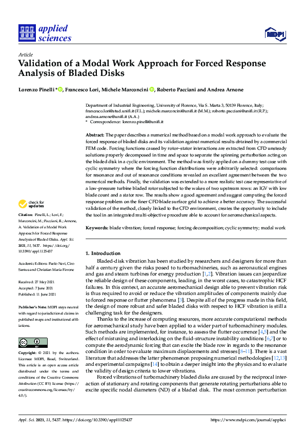 (PDF) Validation of a Modal Work Approach for Forced Response Analysis ...