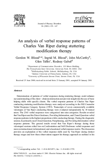 (PDF) An analysis of verbal response patterns of Charles Van Riper ...