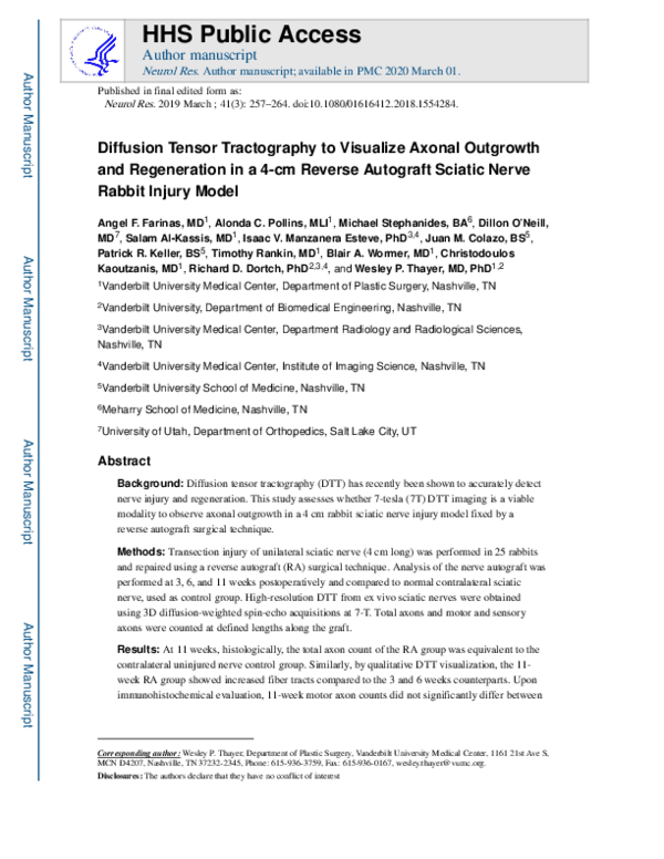 (PDF) Diffusion tensor tractography to visualize axonal outgrowth and regeneration in a 4-cm ...