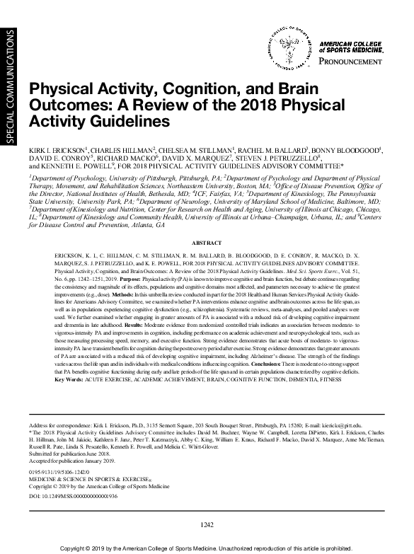 (PDF) Physical Activity, Cognition, and Brain Outcomes