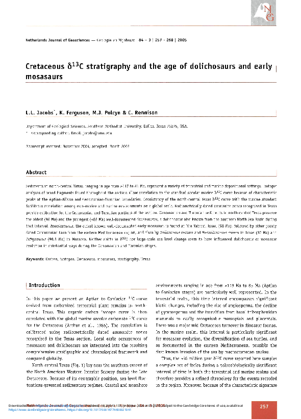 (PDF) Cretaceous δ13 C stratigraphy and the age of dolichosaurs and ...
