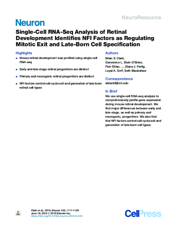(PDF) Single-Cell RNA-Seq Analysis of Retinal Development Identifies ...