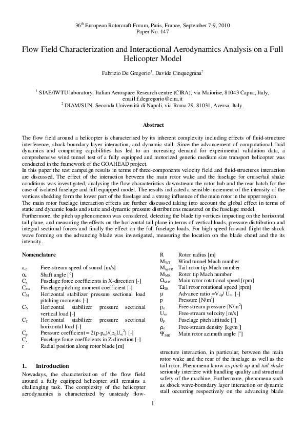 Pdf Flow Field Characterization And Interactional Aerodynamics
