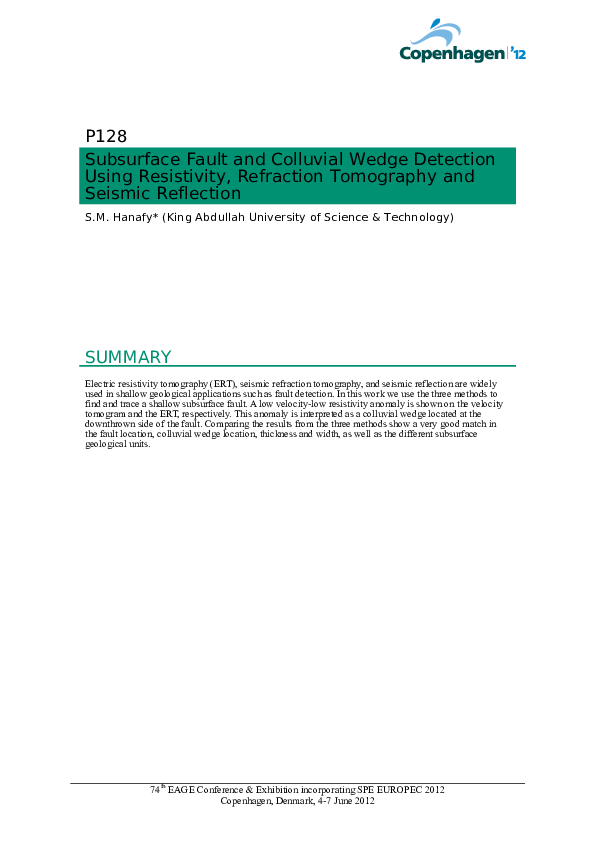Pdf Subsurface Fault And Colluvial Wedge Detection Using Resistivity Refraction Tomography