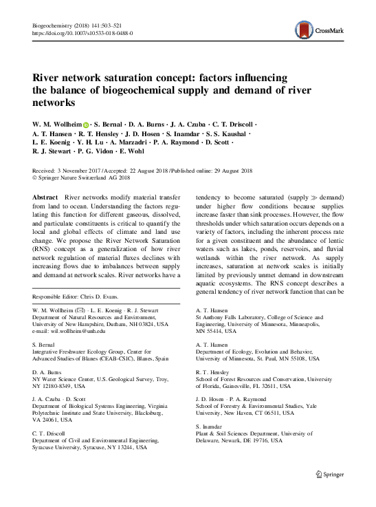 (PDF) River network saturation concept: factors influencing the balance ...