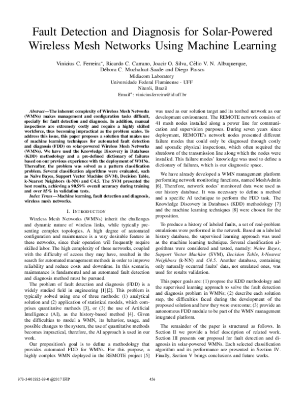 (PDF) Fault detection and diagnosis for solar-powered Wireless Mesh ...