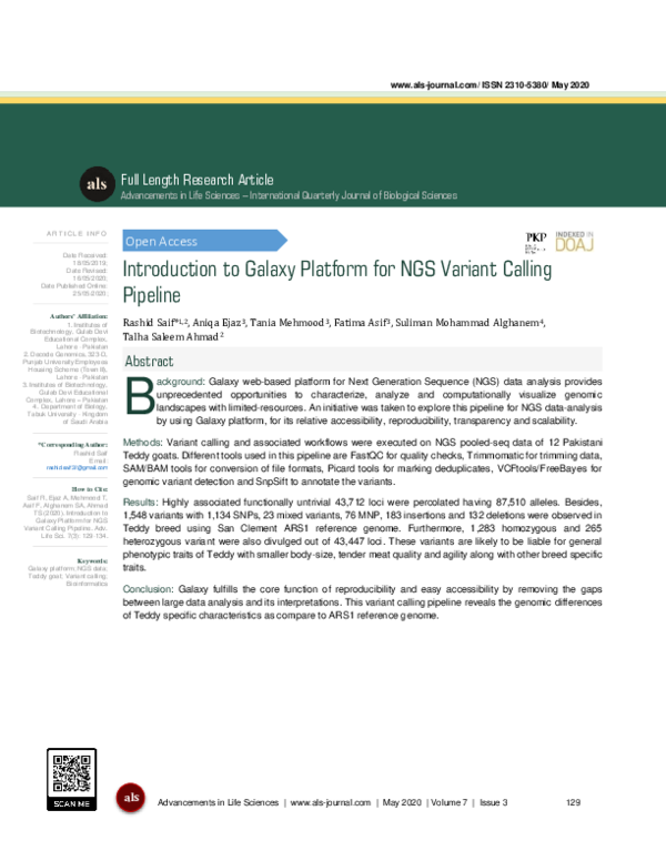 (PDF) Introduction to Galaxy Platform for NGS Variant Calling Pipeline (PDF) Introduction to Galaxy Platform for NGS Variant Calling Pipeline