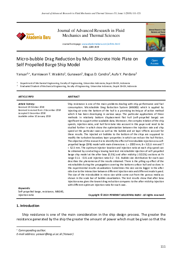 (PDF) Micro-bubble drag reduction by multi discrete hole plate on self ...