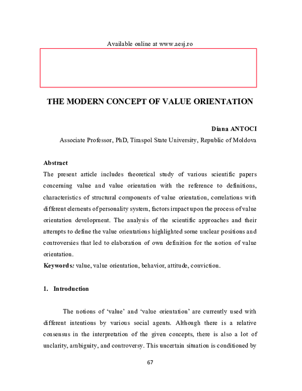 (PDF) The Modern Concept of Value Orientation