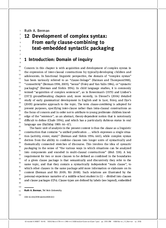 (PDF) 12. Development of complex syntax: From early clause-combining to text-embedded syntactic ...
