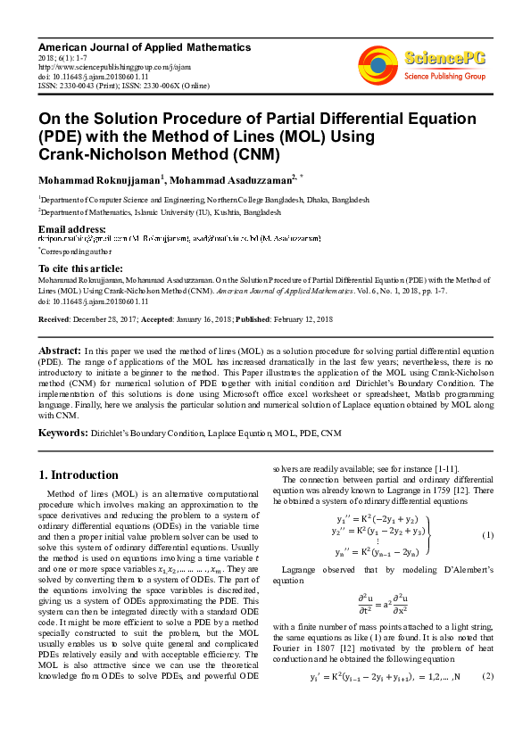 Pdf On The Solution Procedure Of Partial Differential Equation Pde
