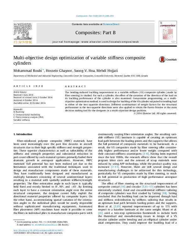 Pdf Multi Objective Design Optimization Of Variable Stiffness