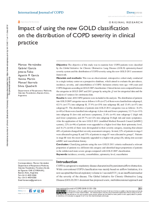 (PDF) Impact of using the new GOLD classification on the distribution ...