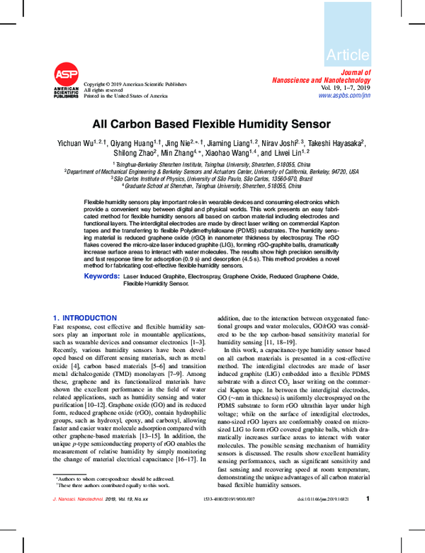 (PDF) All-Carbon Based Flexible Humidity Sensor