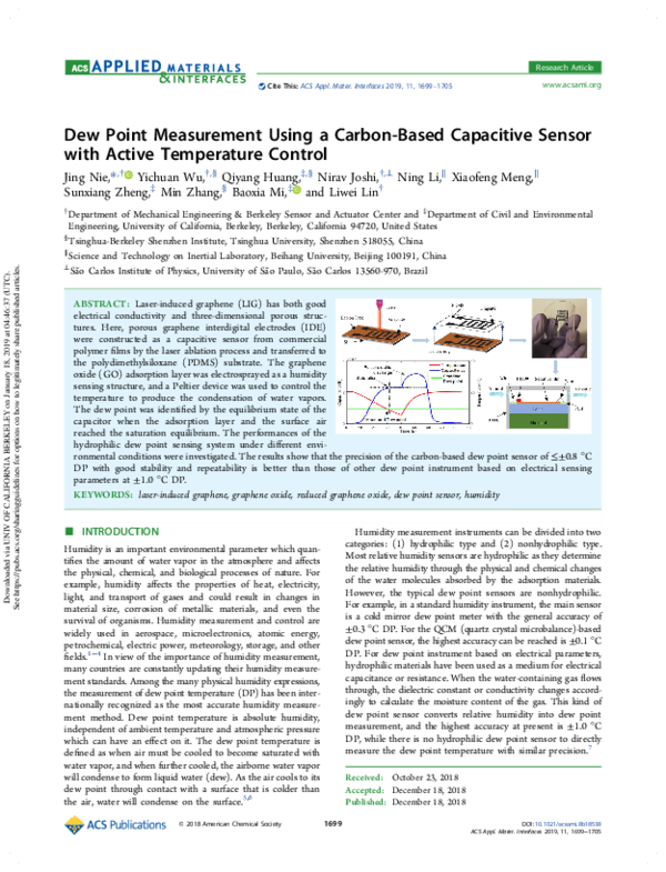 (PDF) Dew point measurement using a carbon-based capacitive sensor with ...