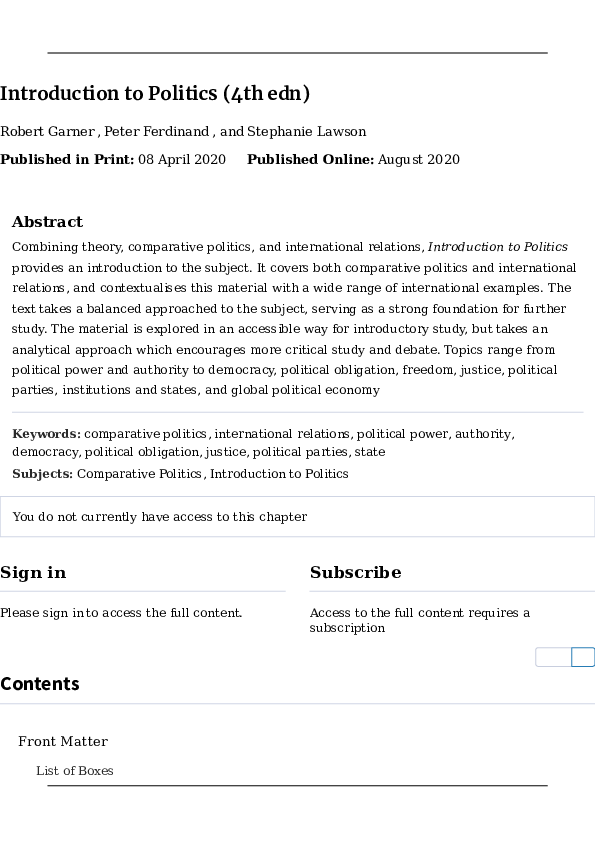 (PDF) Introduction to Politics