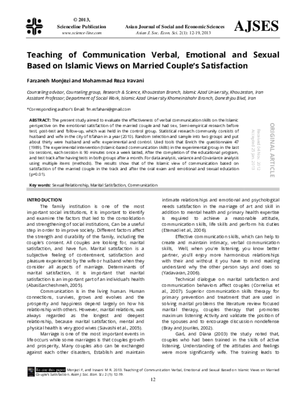 (PDF) Islamic Communication Skills and Married Couples' Satisfaction