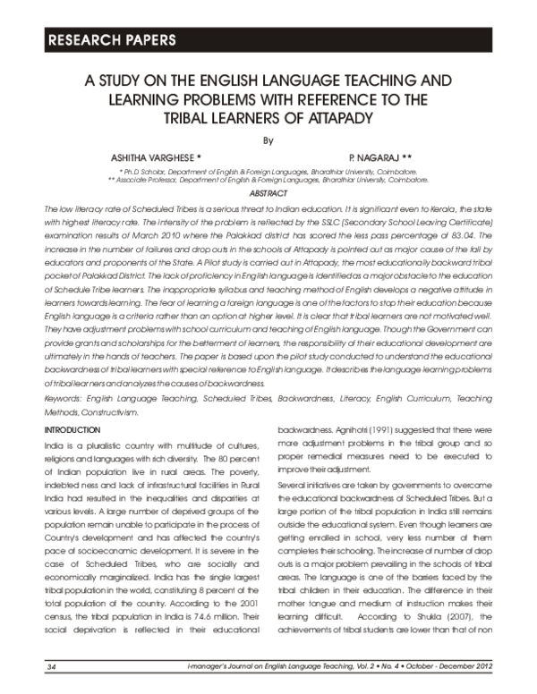 (PDF) A Study on the English Language Teaching and Learning Problems ...
