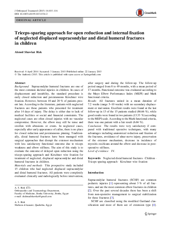 (PDF) Triceps-sparing approach for open reduction and internal fixation ...