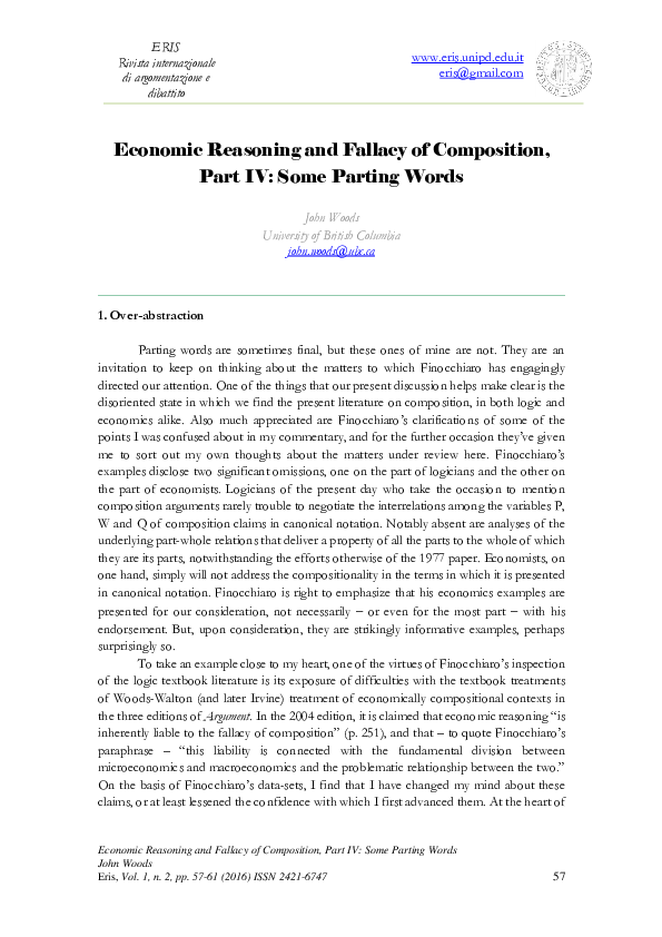 (PDF) Economic Reasoning and Fallacy of Composition