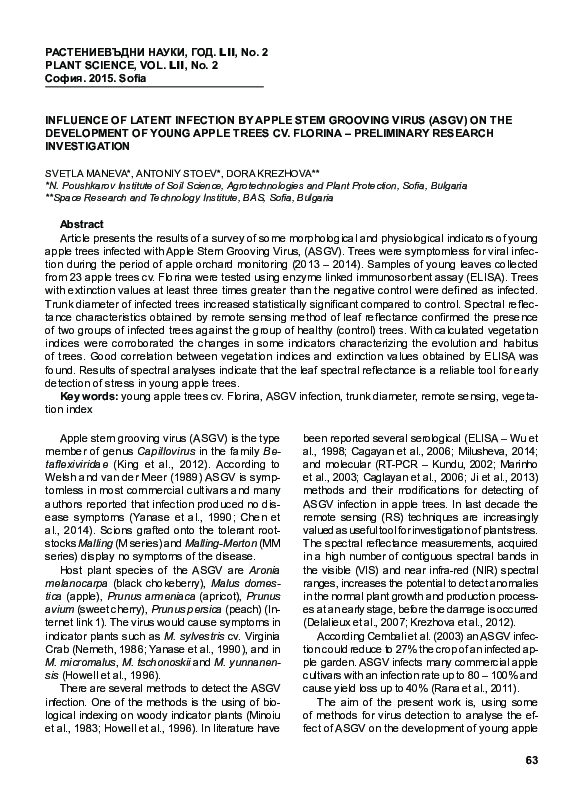 (PDF) Determination of the effects of Apple stem grooving virus on some ...