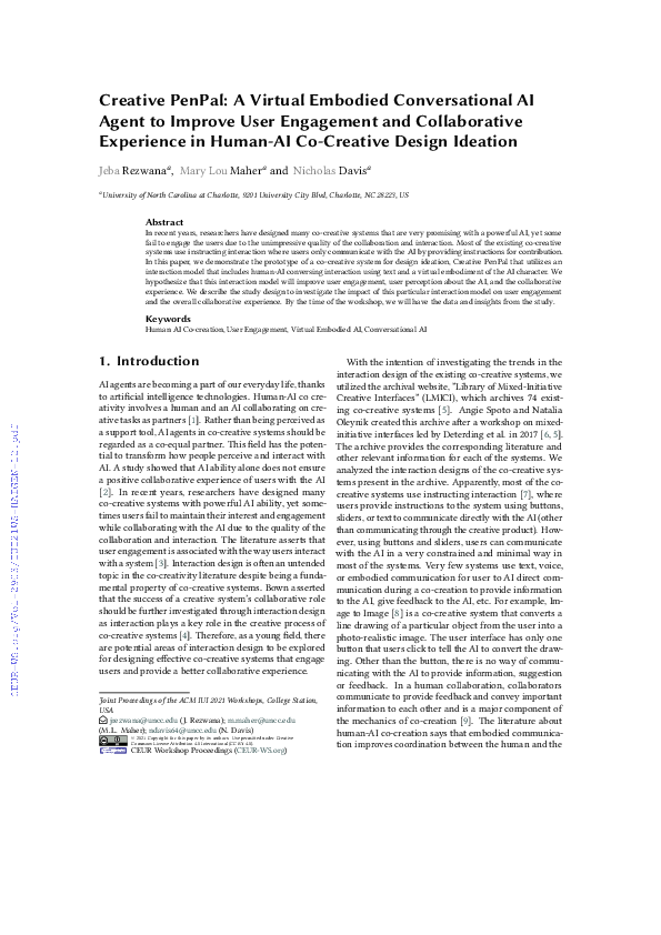 (PDF) Creative PenPal: A Virtual Embodied Conversational AI Agent to Improve User Engagement and ...