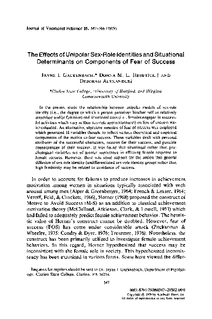 (PDF) The effects of unipolar sex-role identities and situational ...