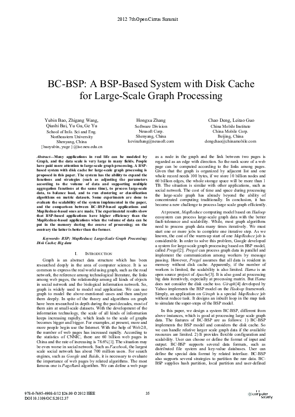 (PDF) BC-BSP: A BSP-Based System with Disk Cache for Large-Scale Graph ...
