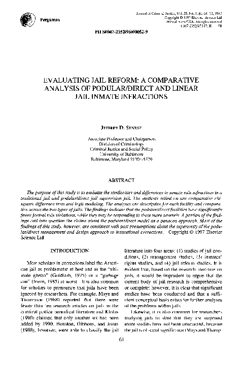 (PDF) Evaluating jail reform: A comparative analysis of podular/direct ...