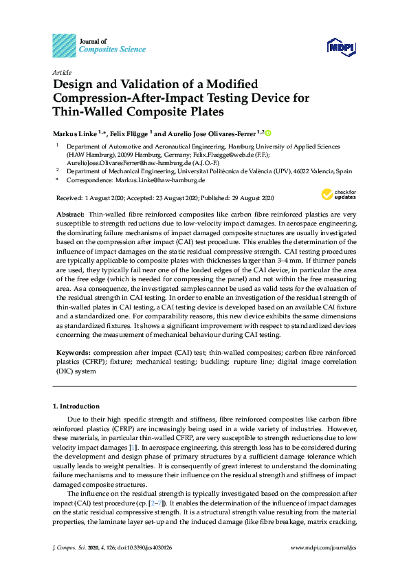 (PDF) Design and Validation of a Modified Compression-After-Impact ...