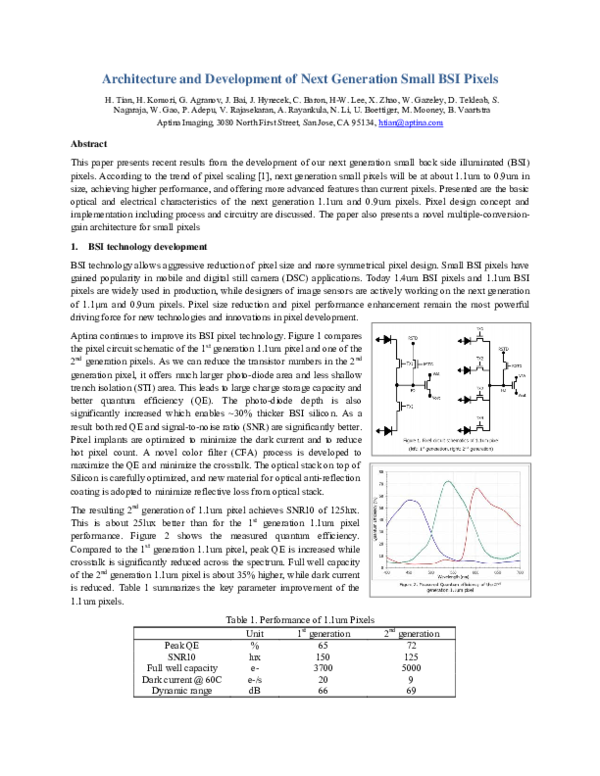(PDF) Architecture and Development of Next Generation Small BSI Pixels
