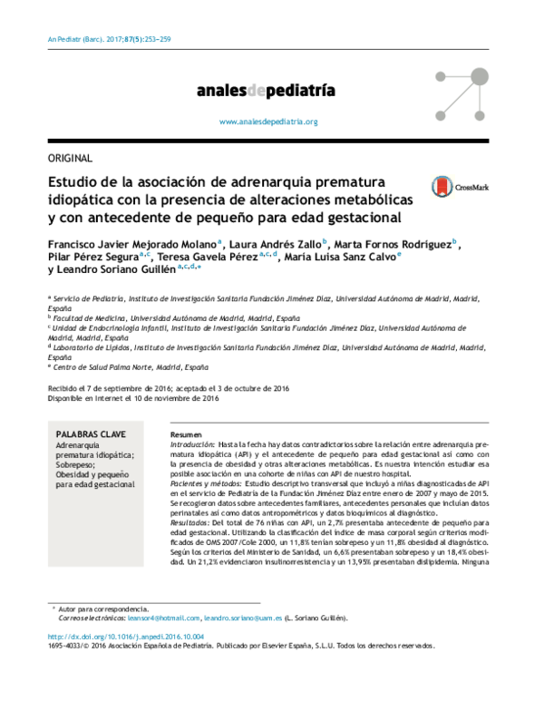 (PDF) Estudio de la asociación de adrenarquia prematura idiopática con ...